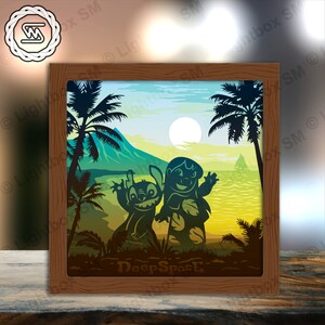 Lilo & Stitch Paper Cut Light Box Template: 3D Shadow Box SVG (digital ...