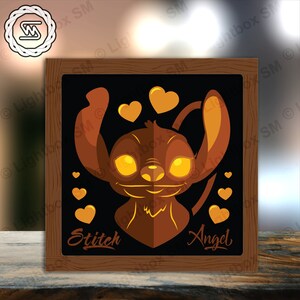 Stitch and Angel - Paper Cut Light Box Template Files, Shadow Box, 3D ...