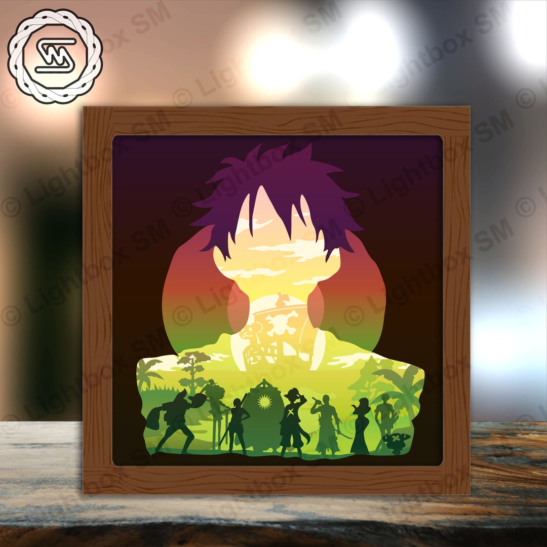 One Piece 8 - Paper Cut Light Box Template Files, Shadow Box, 3D ...
