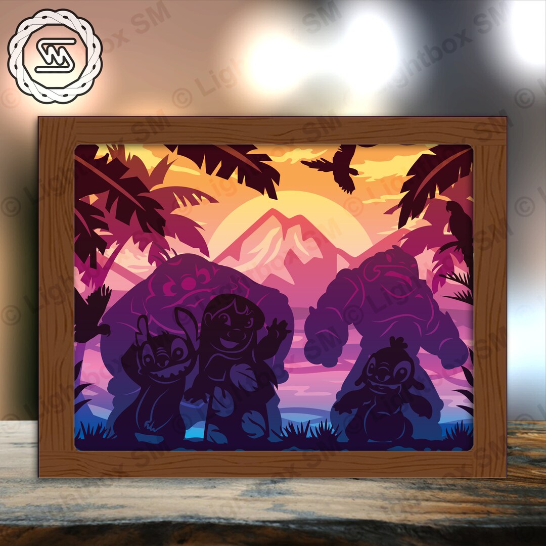 Stitch 3 - Paper Cut Light Box Template Files, Shadow Box, 3D Papercut ...