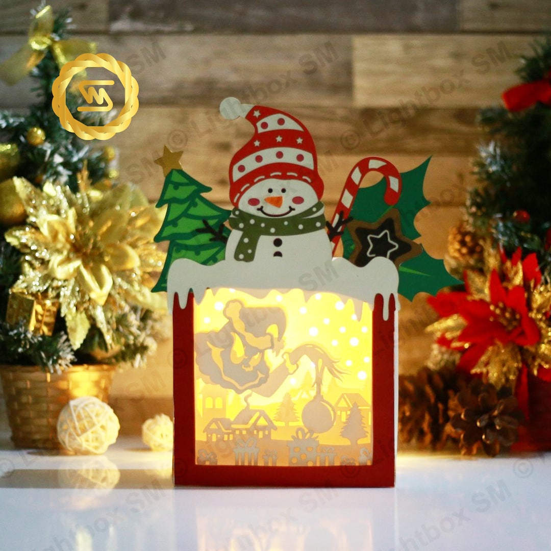 Snowman the Grinch Shadow Box - Paper Cut Light Box Template Files ...