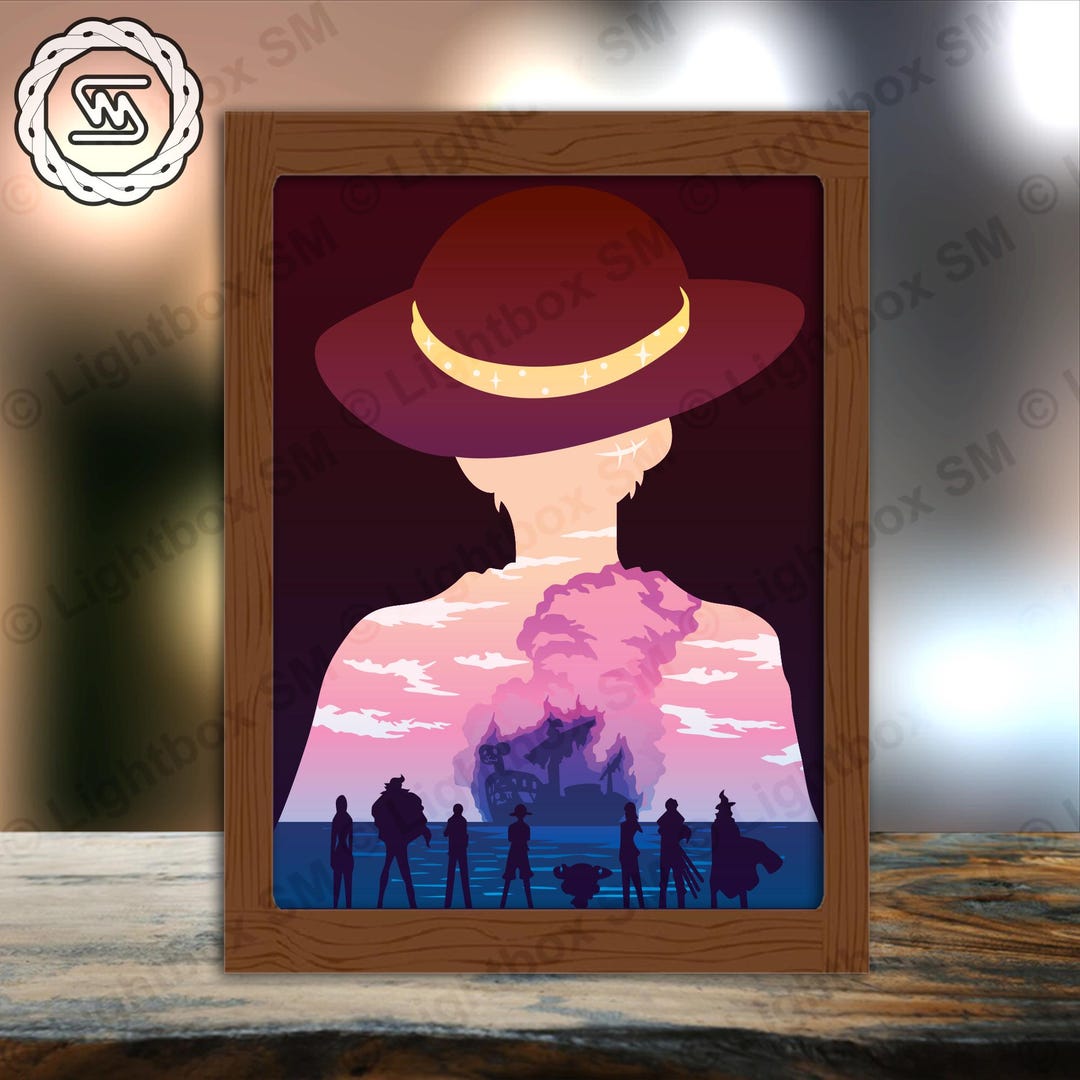 One Piece 16 - Paper Cut Light Box Template Files, Shadow Box, 3D ...