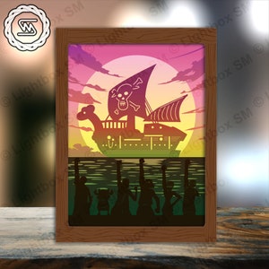 One Piece 3 - Paper Cut Light Box Template Files, Shadow Box, 3D ...