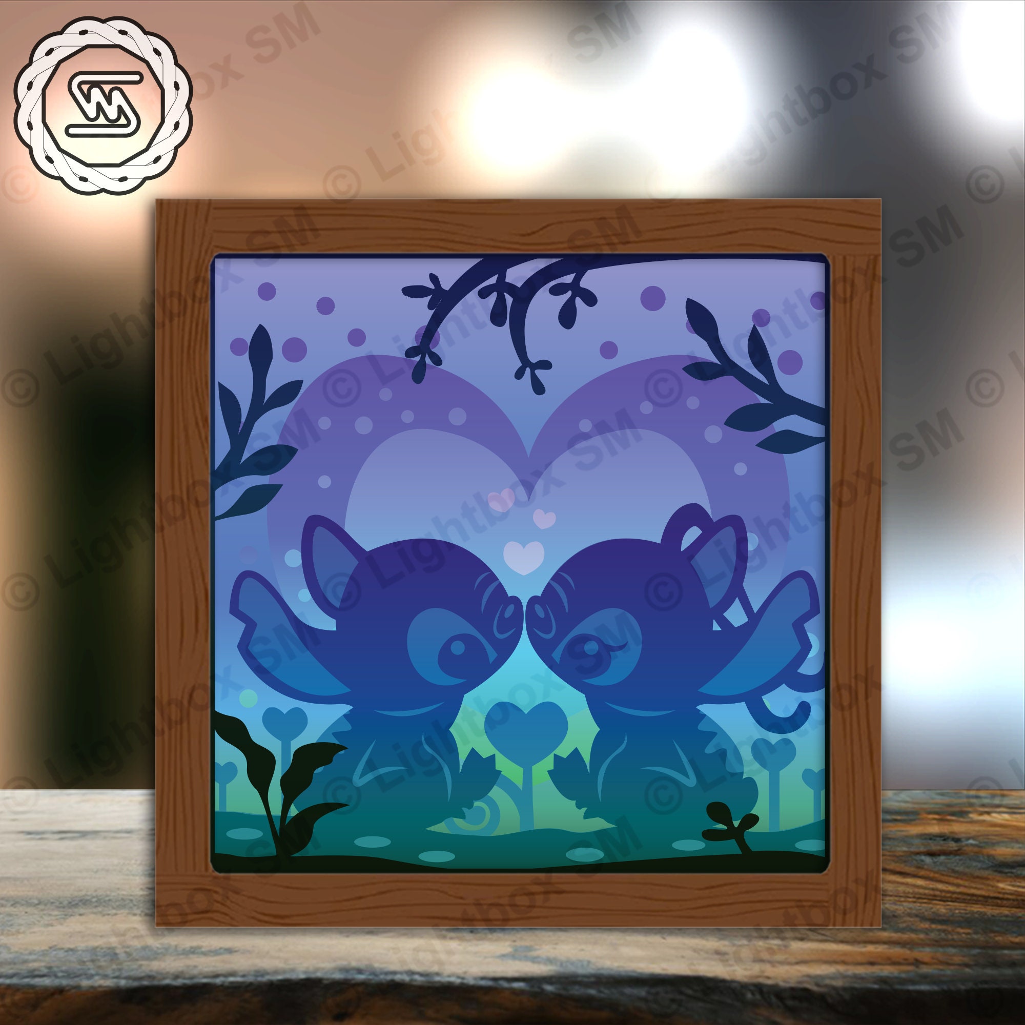 Stitch & Angel Love Paper Cut Light Box Template: 3D Shadow Box SVG ...