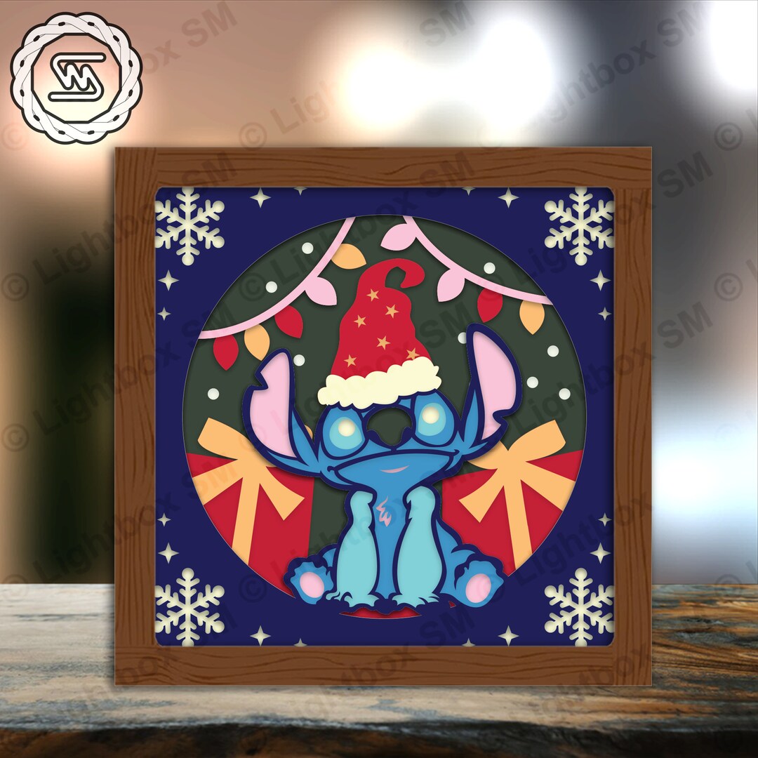 Stitch Xmas - Paper Cut Light Box Template Files, Shadow Box, 3D ...