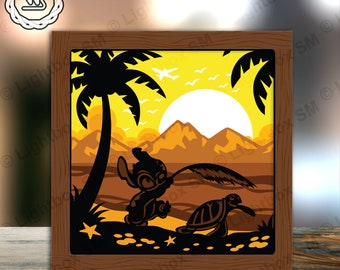 Stitch 2 Paper Cut Light Box Template Files, Shadow Box, 3D Papercut ...