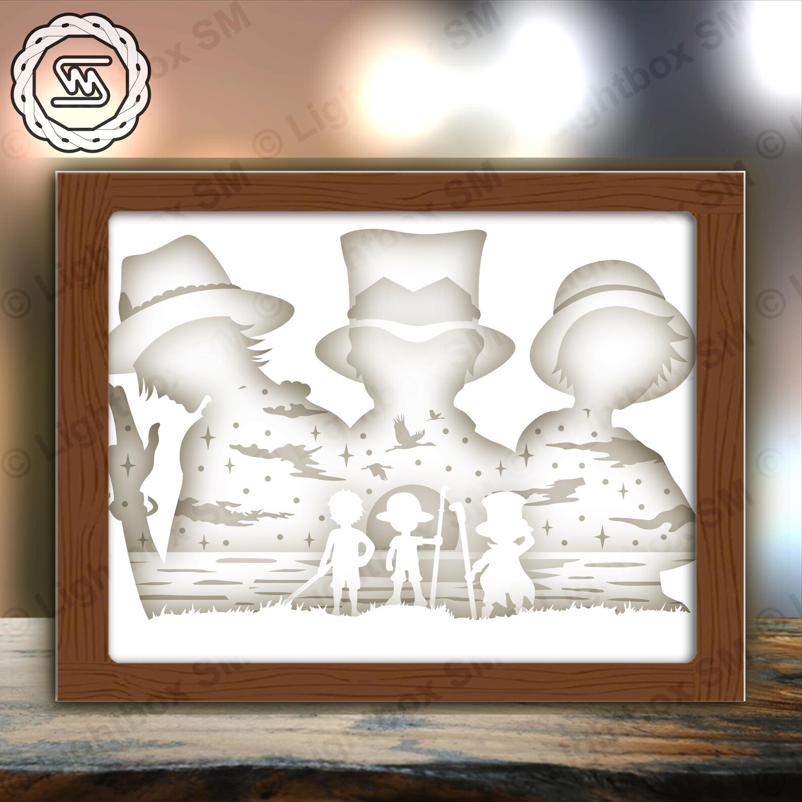 One Piece Papercut Light Box Template: 3D Shadow Box SVG (digital ...