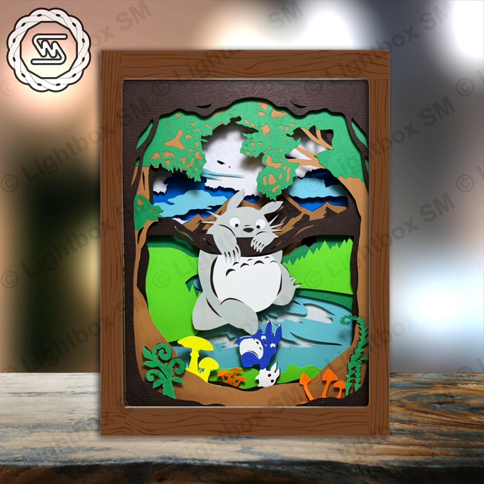 Totoro Colored Paper Cut Light Box Template Files, 3D Papercut Lightbox ...