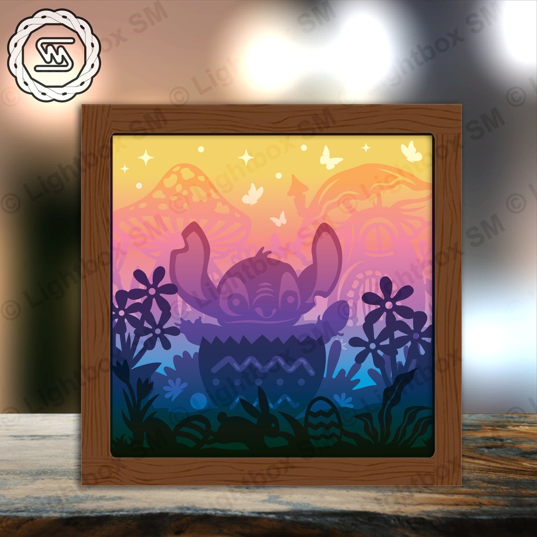 Stitch Easter 2 - Paper Cut Light Box Template Files, Shadow Box, 3D ...