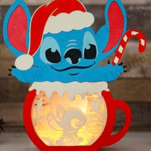 Stitch Hot Cocoa 1 - Paper Cut Light Box Template Files, Shadow Box, 3D ...