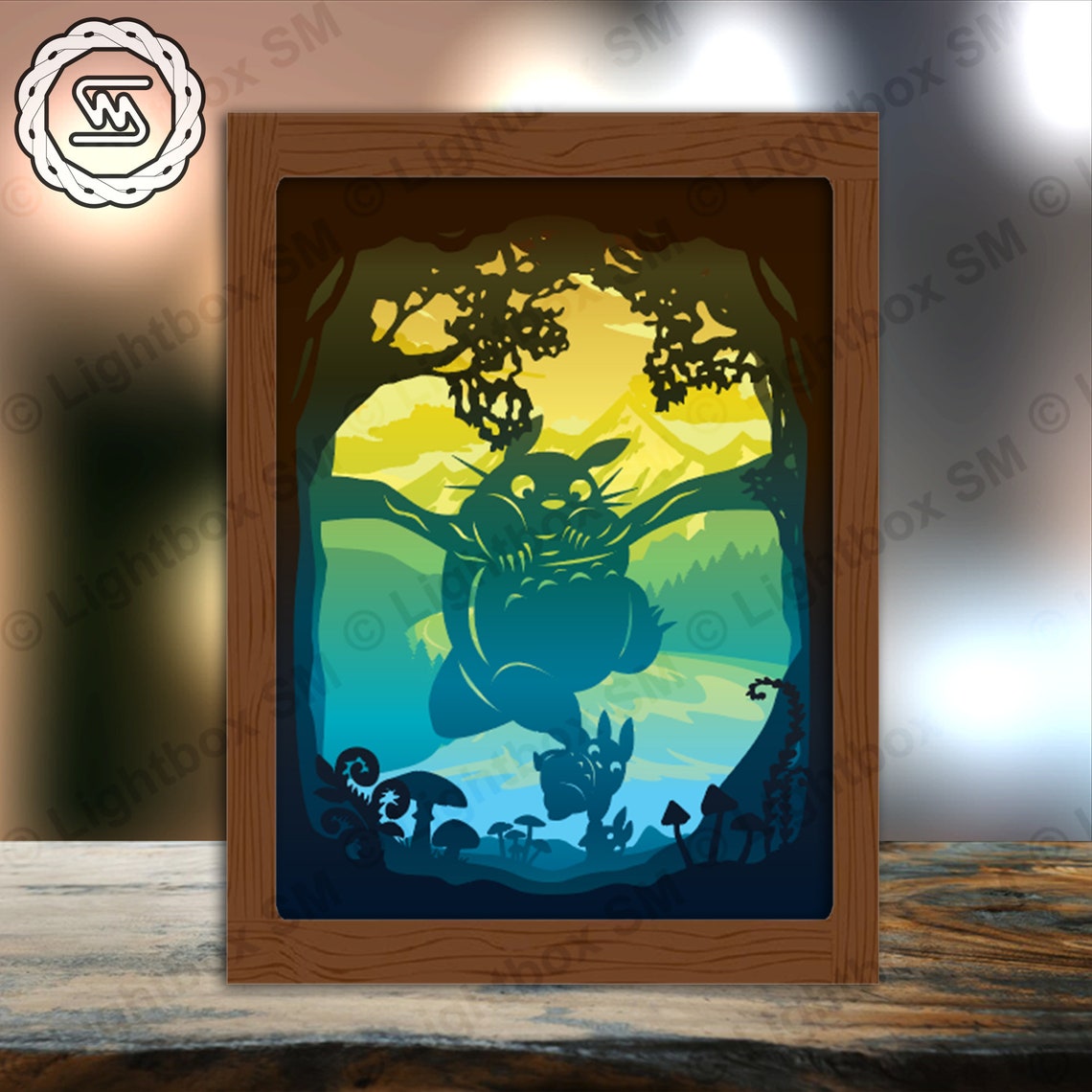 Totoro Colored Paper Cut Light Box Template Files, 3D Papercut Lightbox ...