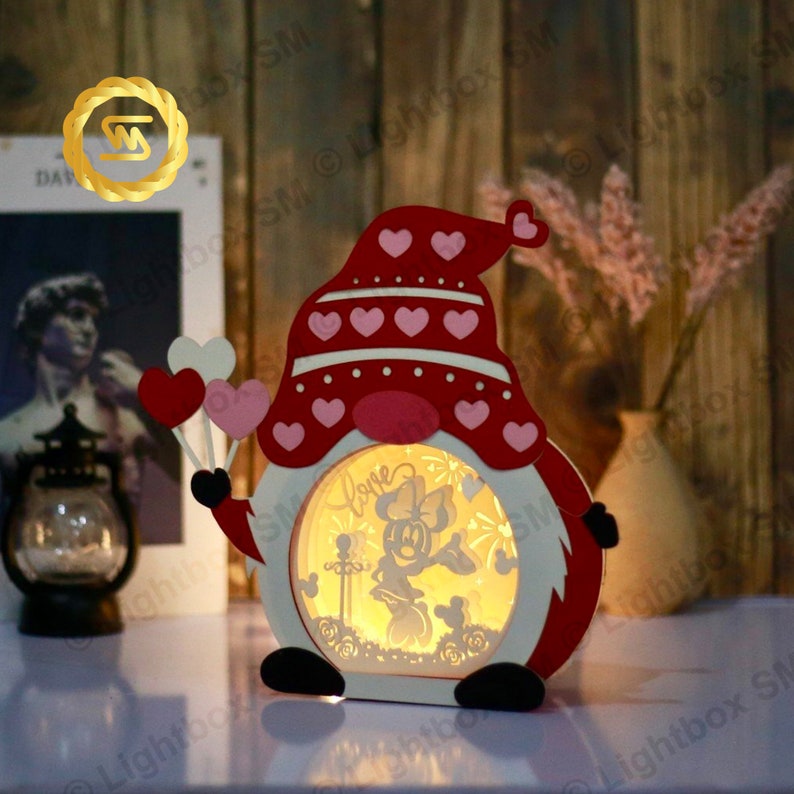 Valentine Minnie Mouse Shadow Box: 3D Papercut Lightbox Template (SVG ...