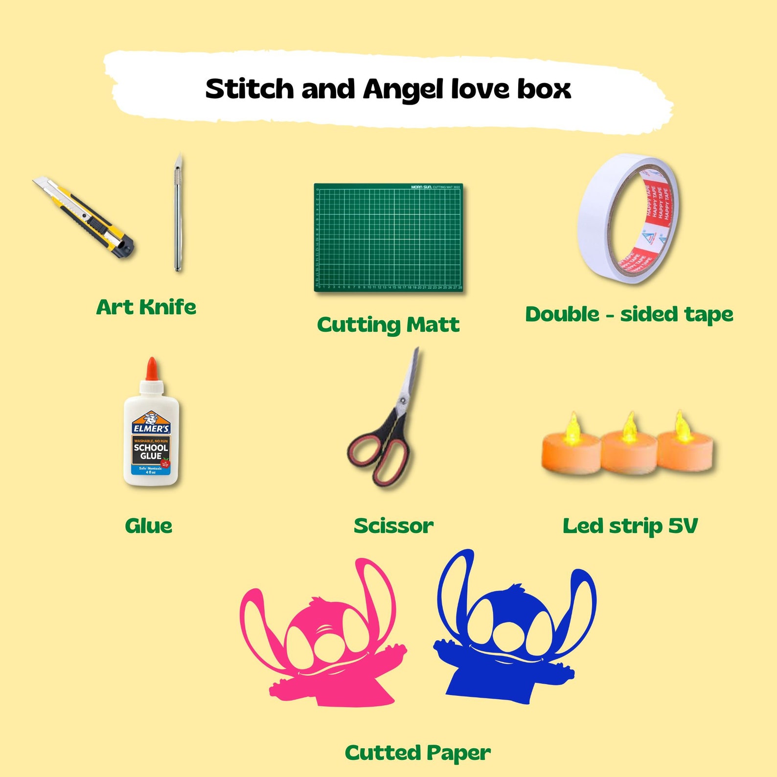 Stitch & Angel Papercut Light Box Template: 3D Shadow Box SVG (digital ...