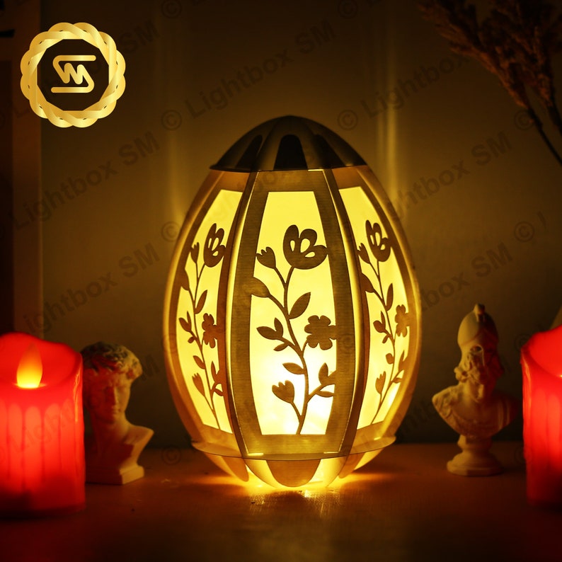 3D Egg Lamp Ver 2 - Paper Cut Lamp Easter - Paper Cutting Template ...