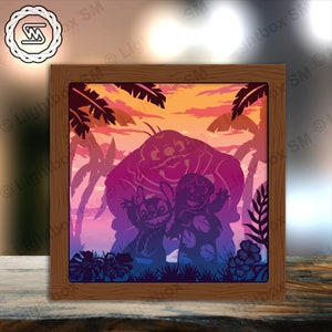 Stitch Paper Cut Light Box Template: 3D Shadow Box SVG (digital ...