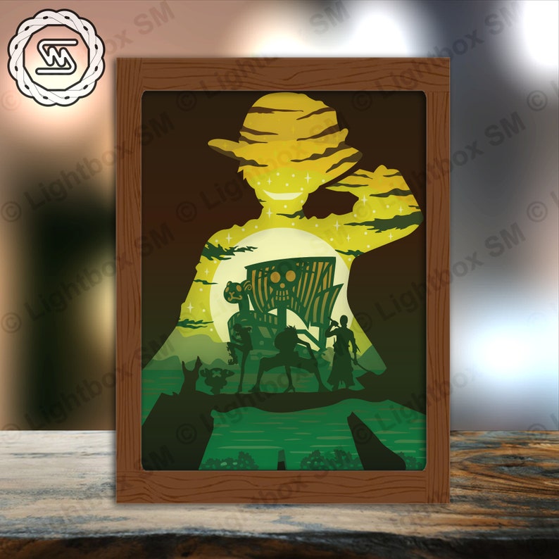One Piece Light Box Template: 3D Papercut Shadow Box SVG (digital ...