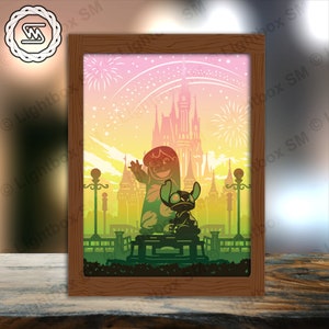 Lilo & Stitch 2 Paper Cut Light Box Template Files, Shadow Box, 3D ...