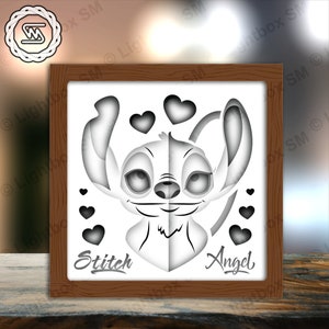 Stitch and Angel - Paper Cut Light Box Template Files, Shadow Box, 3D ...