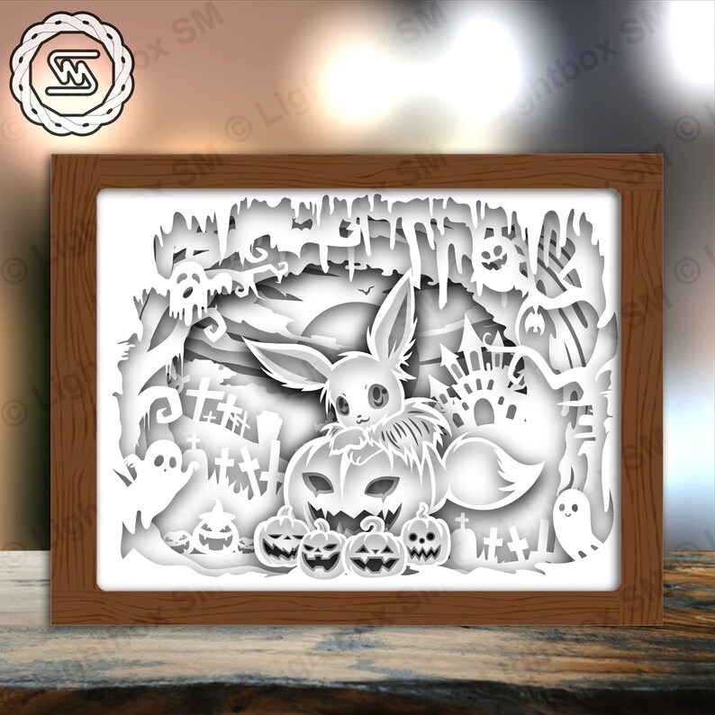 Pokemon Eevee Halloween Paper Cut Light Box Template Files - Etsy