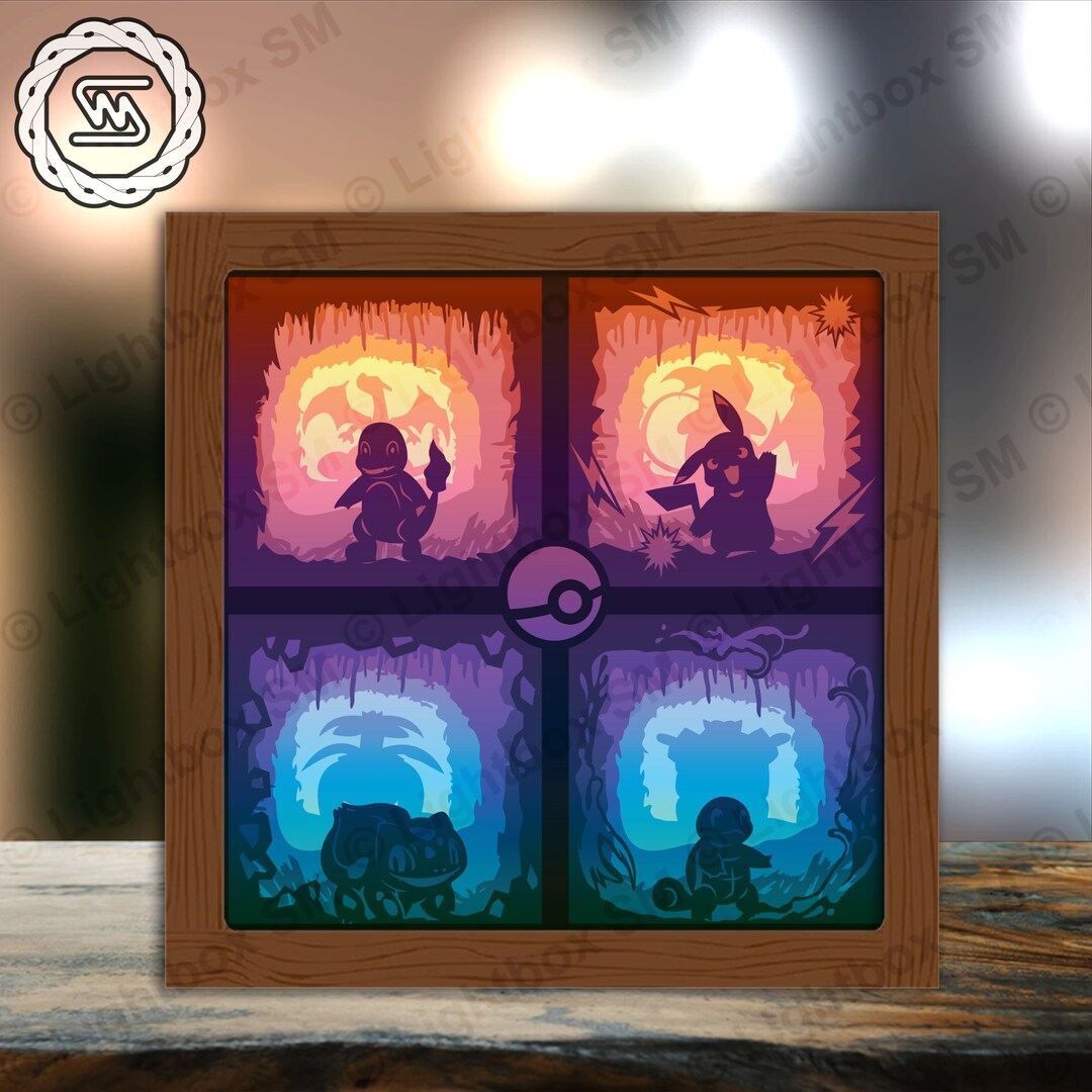Pokemon 10 - Paper Cut Light Box Template Files, Shadow Box, 3D ...
