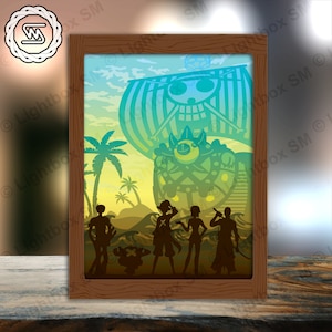 One Piece 2 - Paper Cut Light Box Template Files, Shadow Box, 3D ...