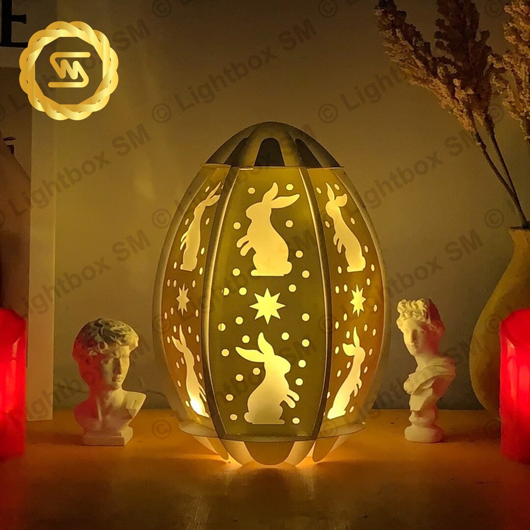 3D Egg Lamp Ver 3 - Paper Cut Lamp Easter - Paper Cutting Template ...