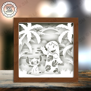 Lilo & Stitch Paper Cut Light Box Template Files, Shadow Box, 3D ...