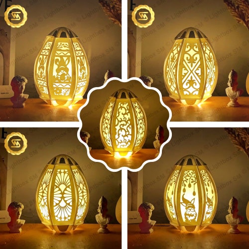 Combo 4 Get 1 Free Egg Lamp Ver 2 Paper Cut Lamp Easter - Etsy