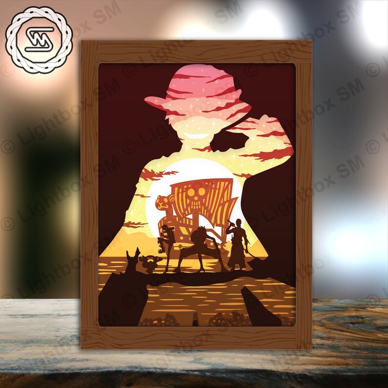 One Piece Light Box Template: 3D Papercut Shadow Box SVG (digital ...