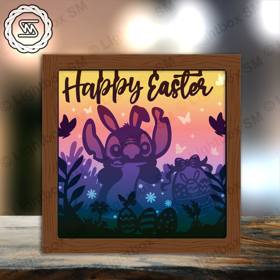 Stitch Easter 1 - Paper Cut Light Box Template Files, Shadow Box, 3D ...