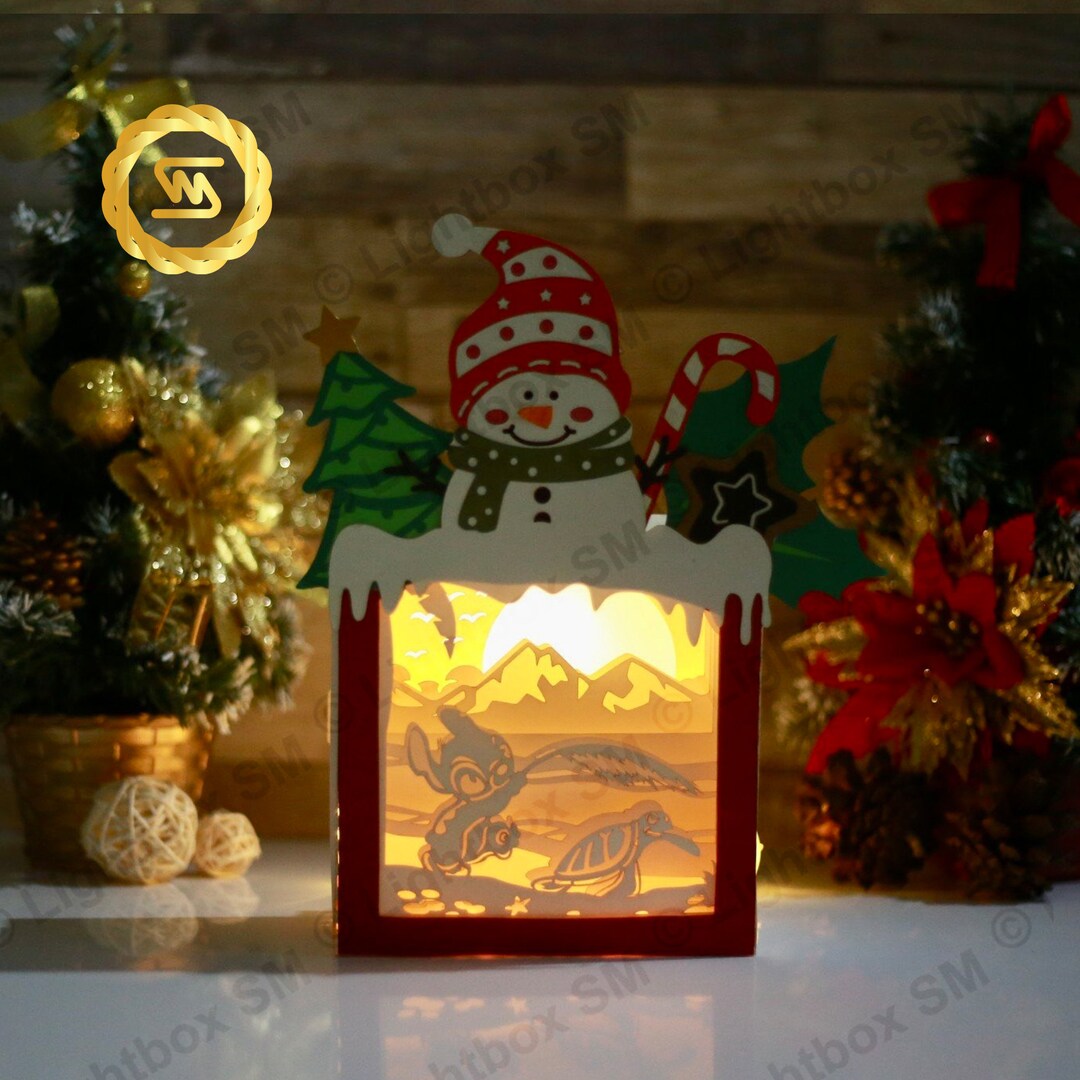 Snowman Stitch Shadow Box: 3D Papercut Lightbox Template (SVG, PDF) - Etsy