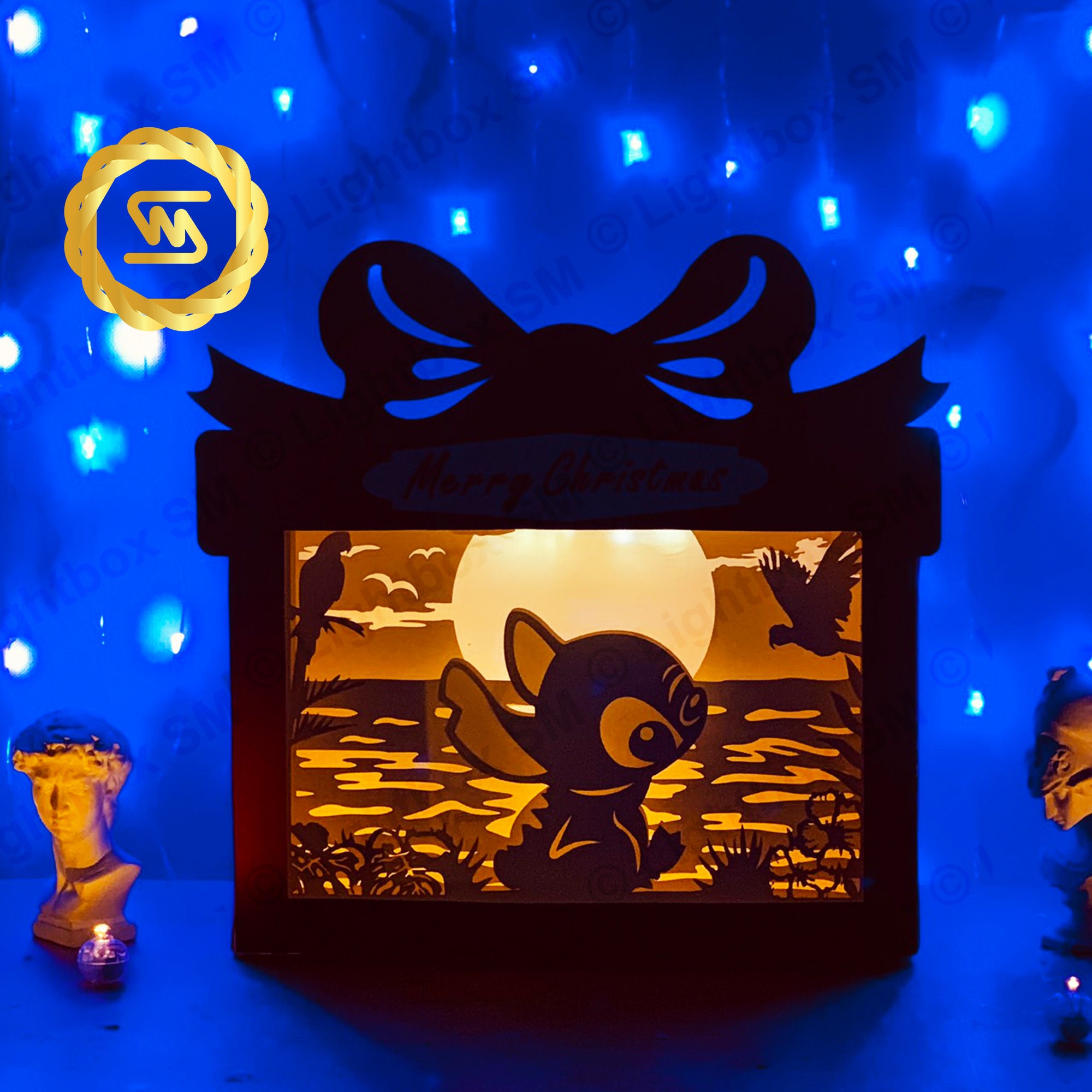 Stitch Christmas Gift Box 1 - Paper Cut Light Box Template Files ...