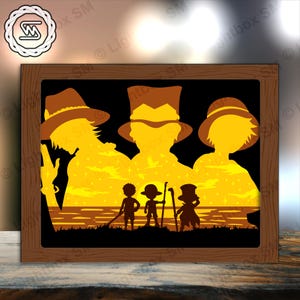 One Piece Papercut Light Box Template: 3D Shadow Box SVG (digital ...