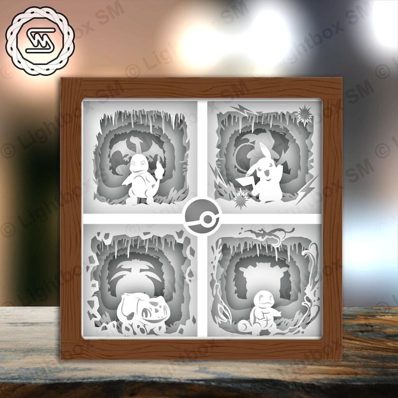 Pokemon 10 - Paper Cut Light Box Template Files, Shadow Box, 3D ...