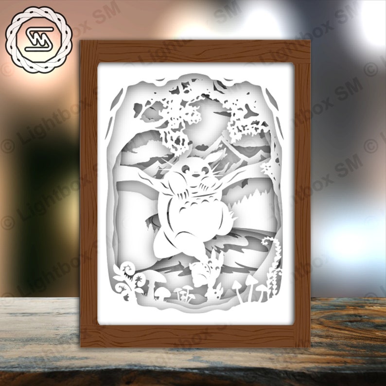 Totoro Colored Paper Cut Light Box Template Files, 3D Papercut Lightbox ...