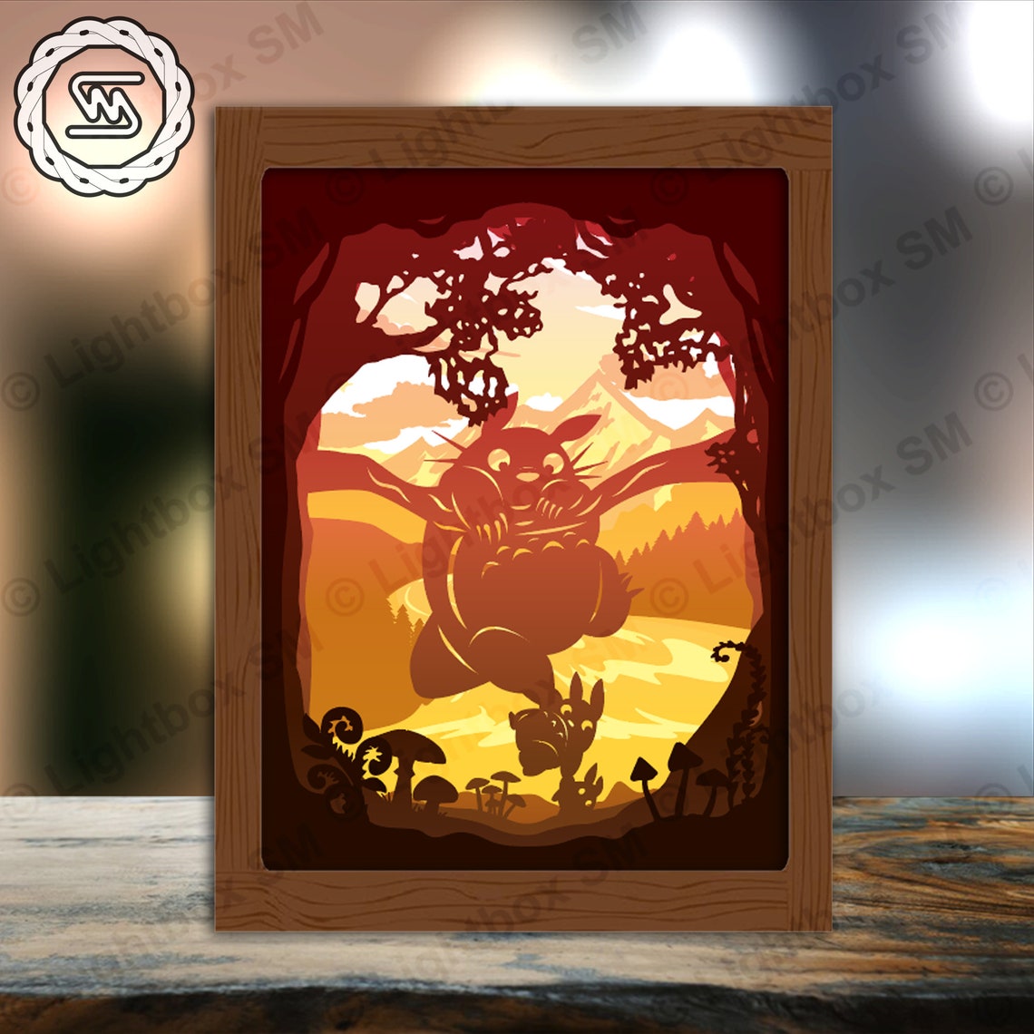 Totoro Colored Paper Cut Light Box Template Files, 3D Papercut Lightbox ...
