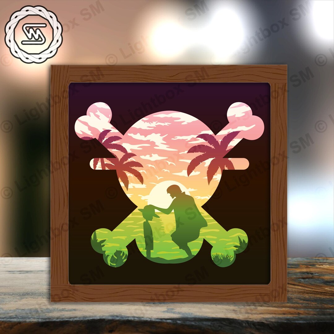 One Piece Papercut Light Box Template: 3D Shadow Box SVG (digital ...
