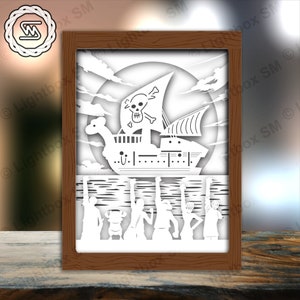 One Piece 3 - Paper Cut Light Box Template Files, Shadow Box, 3D ...