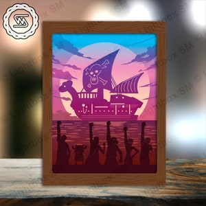 One Piece 3 - Paper Cut Light Box Template Files, Shadow Box, 3D ...