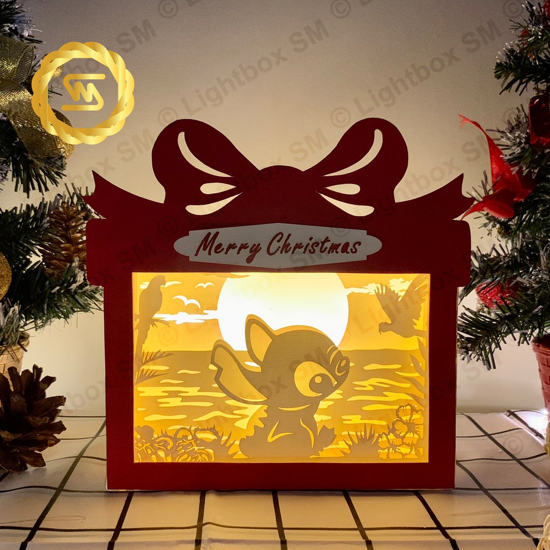Stitch Christmas Gift Box 1 - Paper Cut Light Box Template Files ...