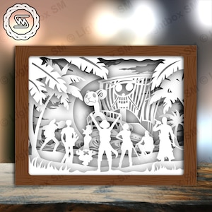 One Piece 6 - Paper Cut Light Box Template Files, Shadow Box, 3D ...