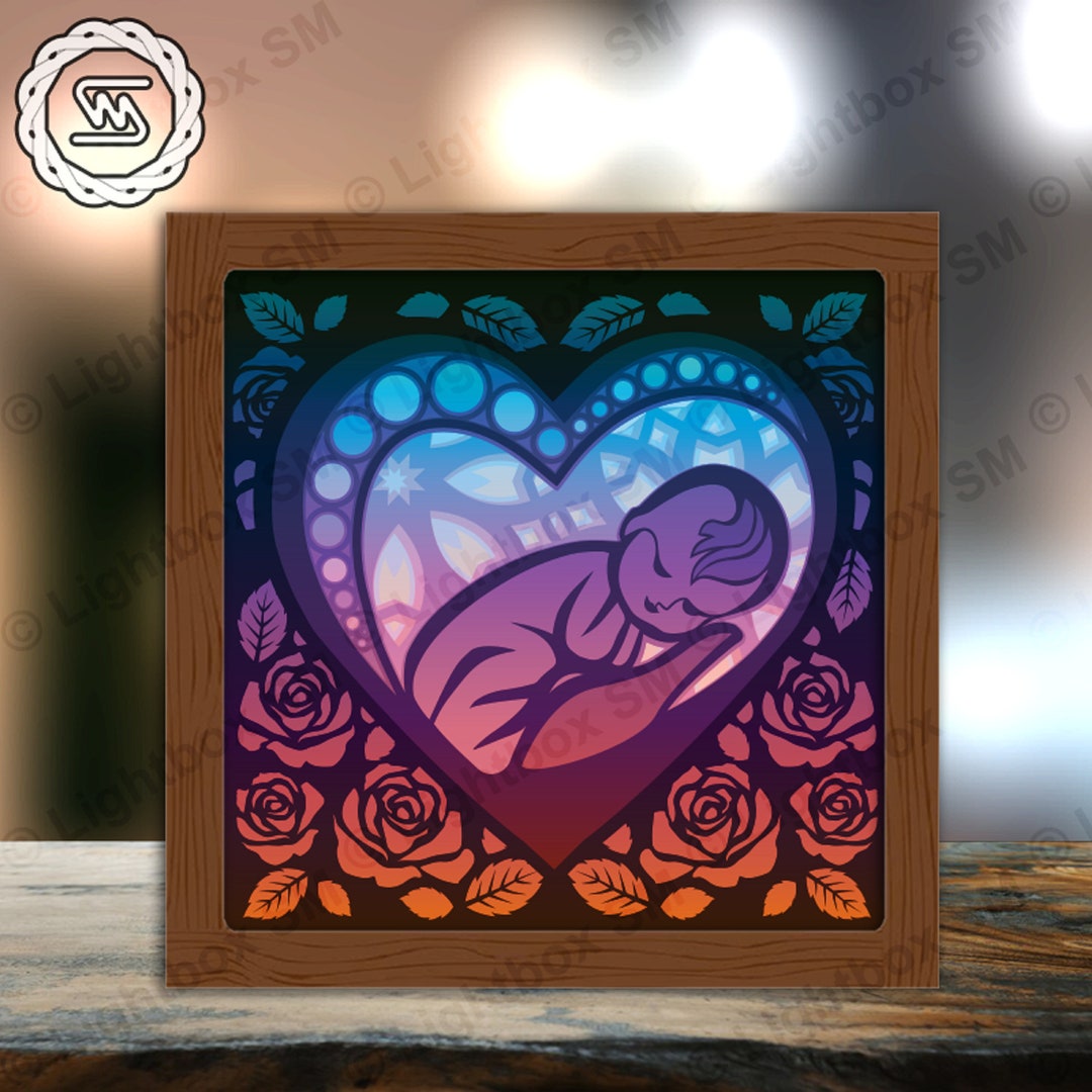 Baby in Mother's Arms Paper Cut Light Box Template Files, Shadow Box ...
