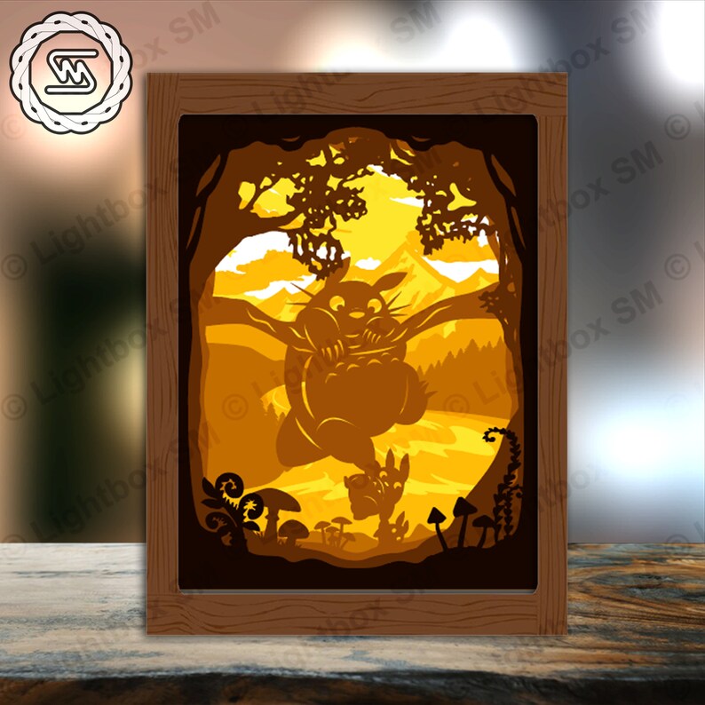 Totoro Colored Paper Cut Light Box Template Files, 3D Papercut Lightbox ...