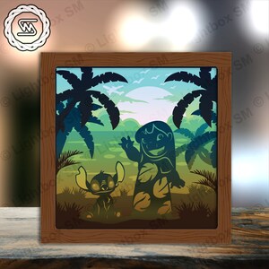 Lilo & Stitch Paper Cut Light Box Template Files, Shadow Box, 3D ...