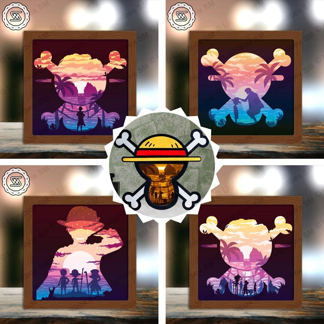 One Piece Lightbox Template: Paper Cut Shadow Box SVG Bundle (digital ...