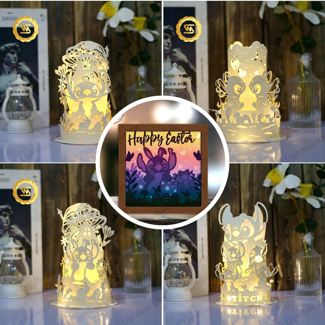 Stitch Lantern Paper Cut Light Box Template: Easter Edition (digital ...
