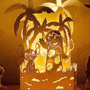 Paper Lanterns Lilo & Stitch - Paper Cut Lamp Merry Christmas - Paper ...