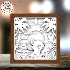 Stitch 2 - Paper Cut Light Box Template Files, Shadow Box, 3D Papercut ...