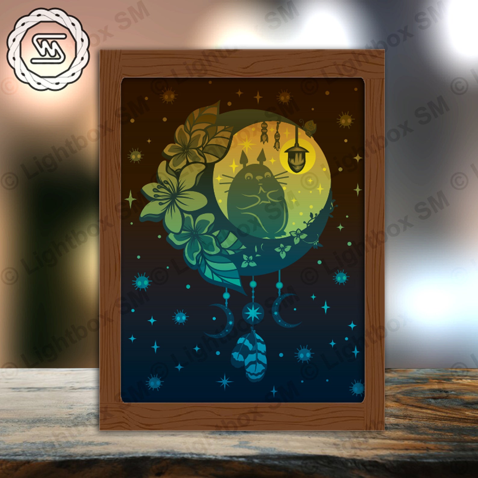 Totoro Dreamcatcher Paper Cut Light Box Template Files, 3D Papercut ...