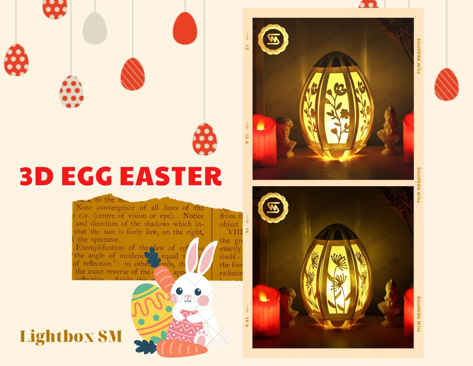 3D Egg Lamp Ver 1 - Paper Cut Lamp Easter - Paper Cutting Template ...